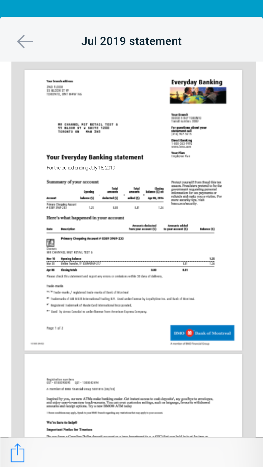 Bmo Harris Bank Statement Template